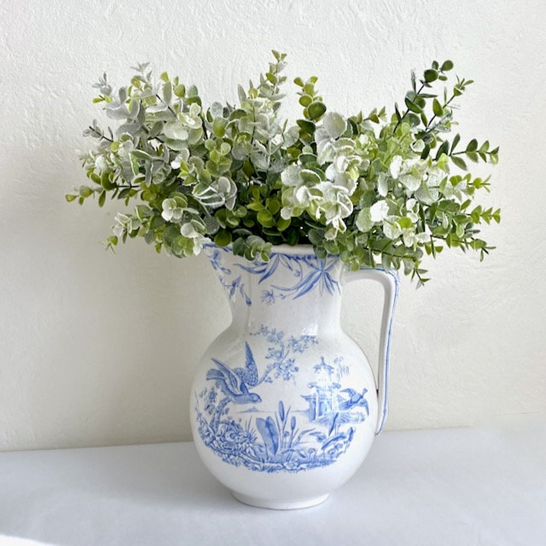 Antique Ridgway Indus Pattern 1 Gallon Ironstone Pitcher Blue, Ridgways ...