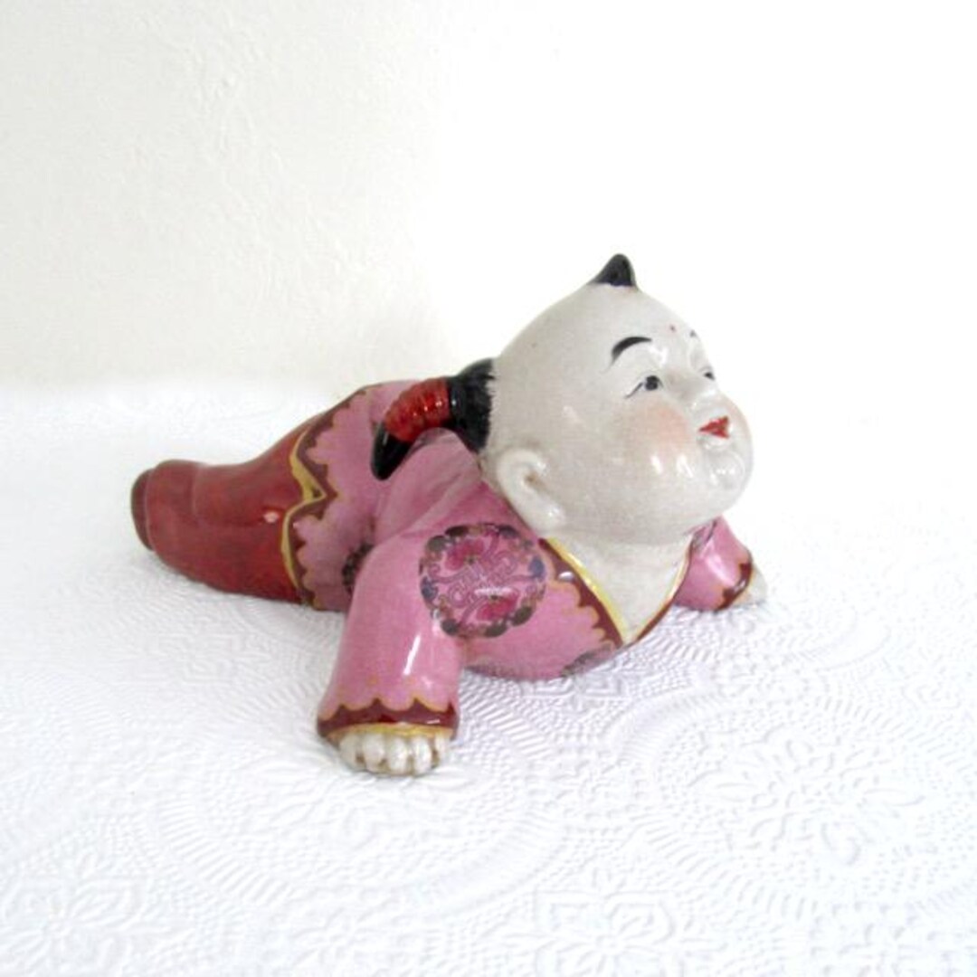 Vintage Chinese Pingyang Princess Figurine, 9" Crawling Baby Girl ...