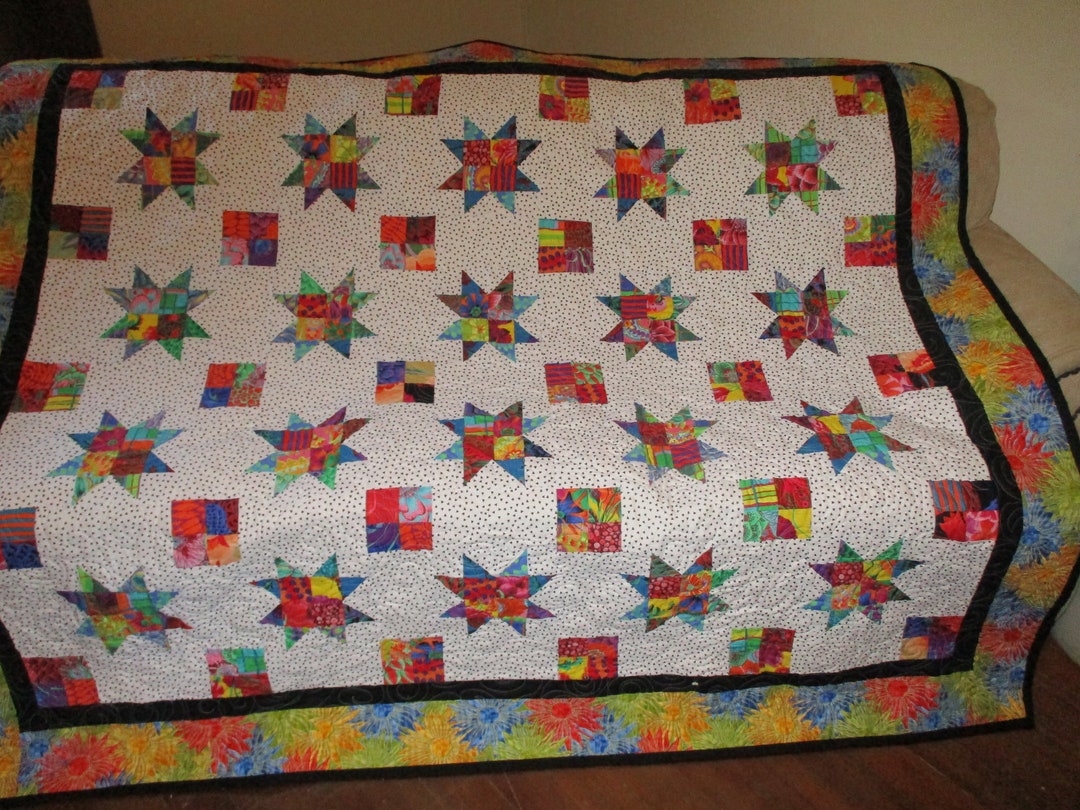 Star Quilt, Four Patch and Stars, Scrappy Stars Quilt 0504-01 - Etsy