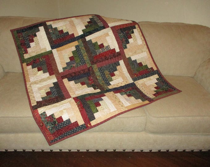 Log Cabin Quilt, Decorator Quilt, Country Prints, 40 Inch Quilt 1026-01 ...