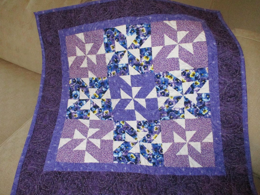 Purple Pinwheel Patchwork Decorator Quilt, Bright Quilt 0821-02 - Etsy