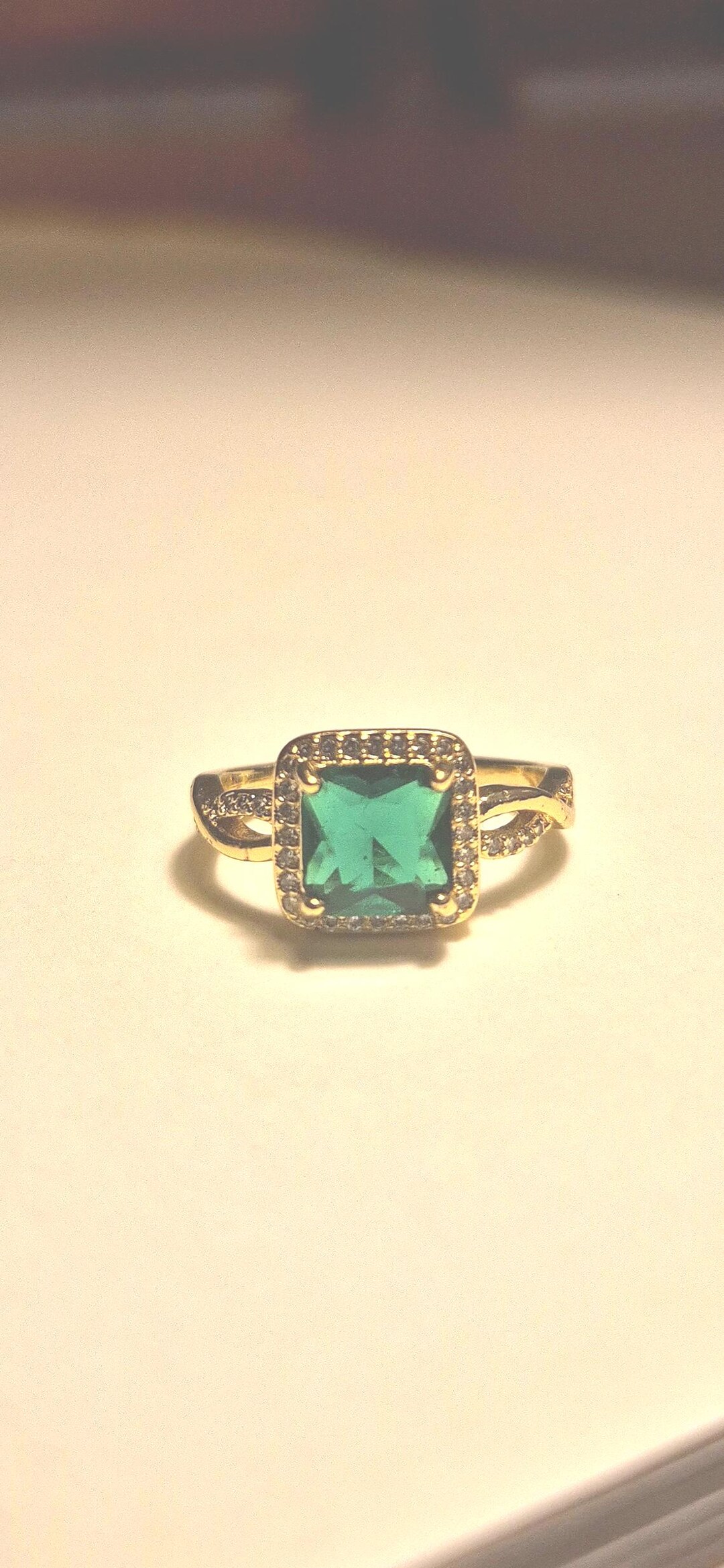Adjustable Ring With Large Green Crystal and Zirconia Stones - Etsy
