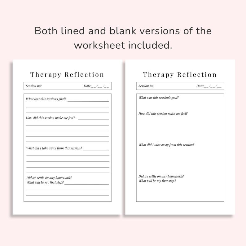 Printable Therapy Reflection Sheet for Clients | Guiding Questions PDF ...