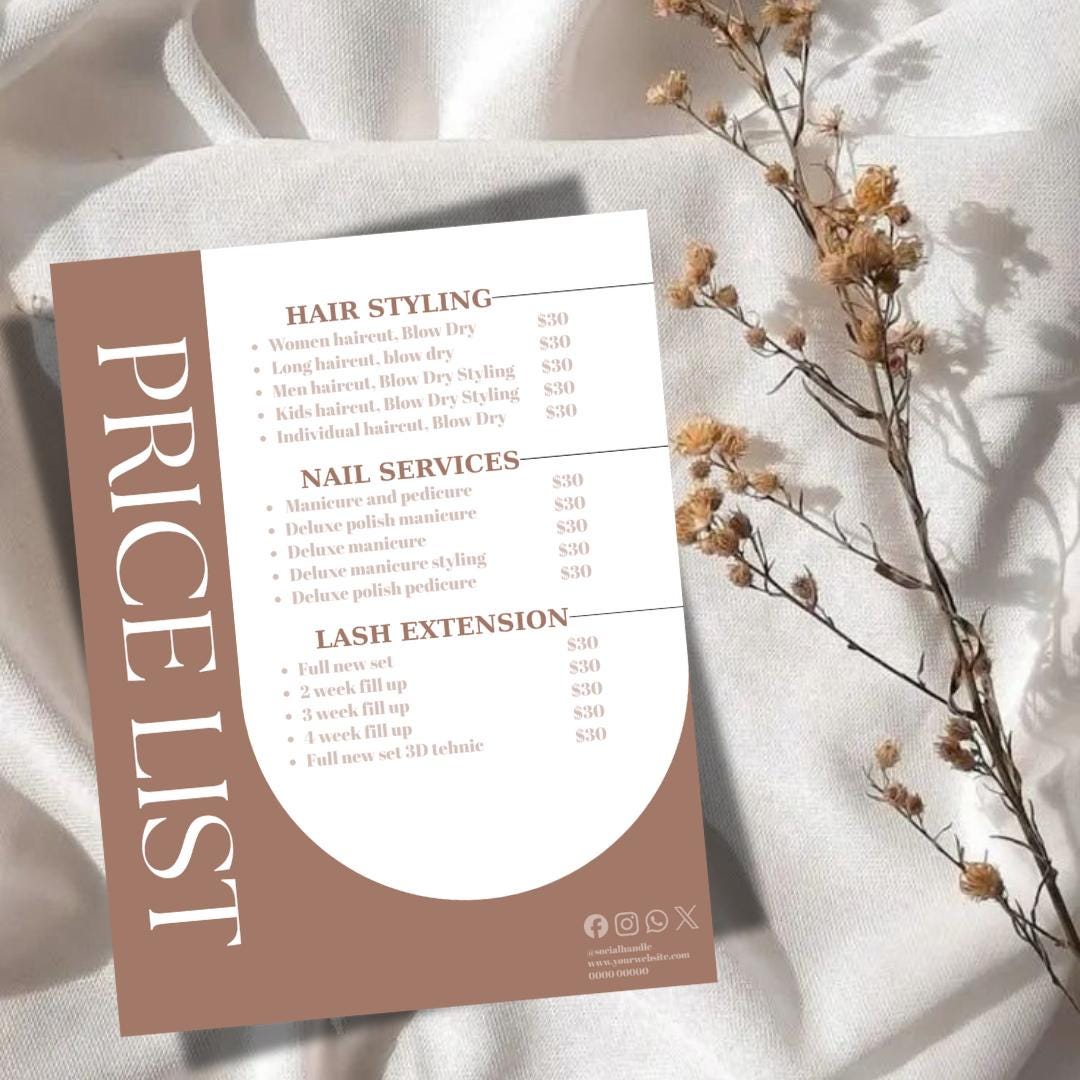 Simple Price List Template - Minimal Canva Price Sheet - Small Business ...