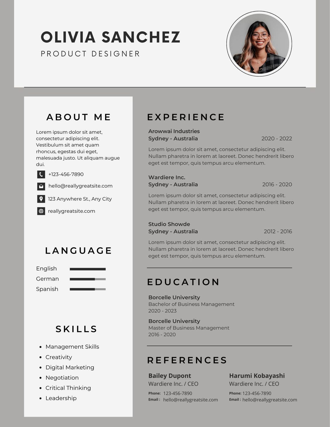 Modern Professional CV Resume Template (canvas) - Etsy