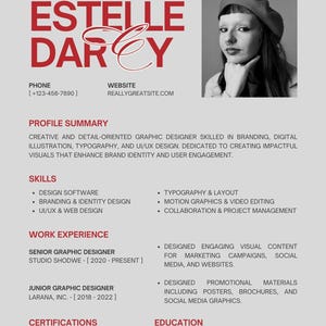 Bold Graphic Designer Resume Template | Red & Black CV - Etsy