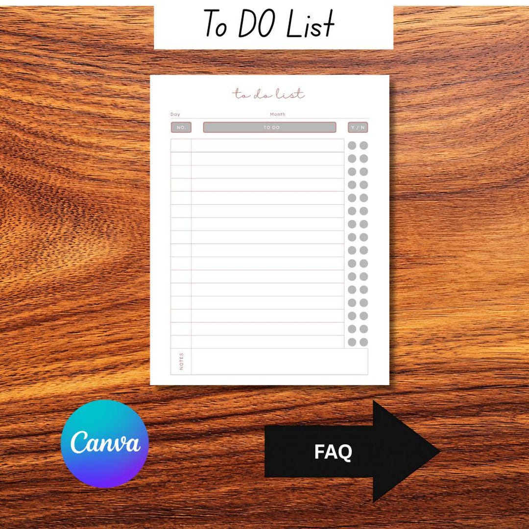 To Do List Printable Canva Template | Minimal Daily Task Planner ...
