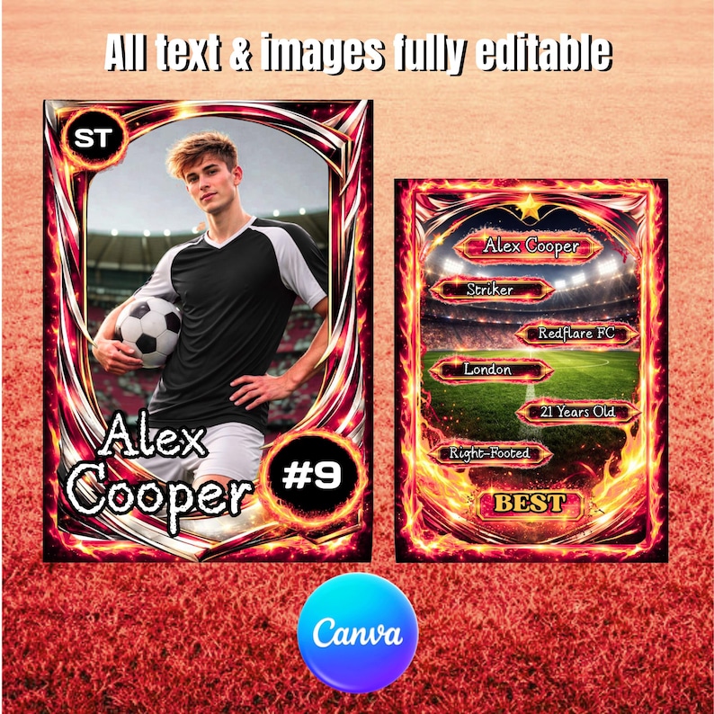 Editable Football Trading Card Template | Soccer Card | Canva Template ...