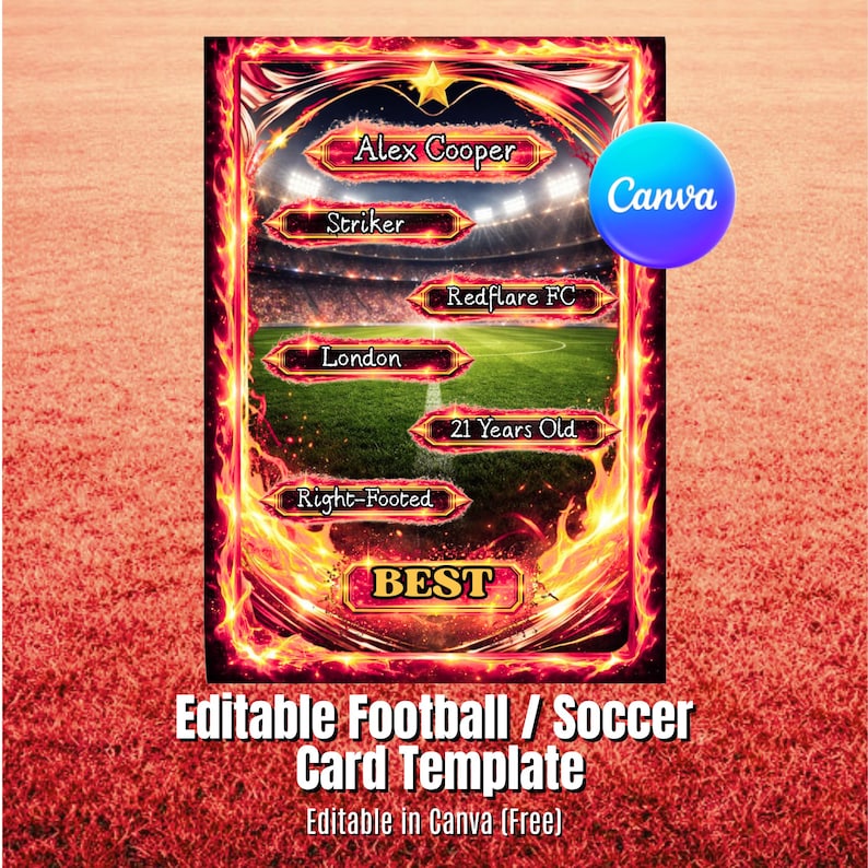 Editable Football Trading Card Template | Soccer Card | Canva Template ...
