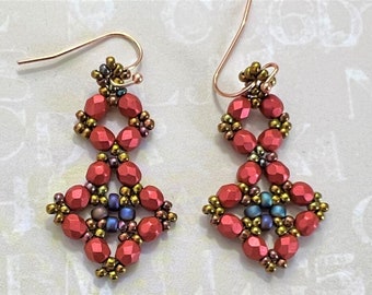 Fallback Earrings -- Superduo Bicone Beading Tutorial, Instant Download ...