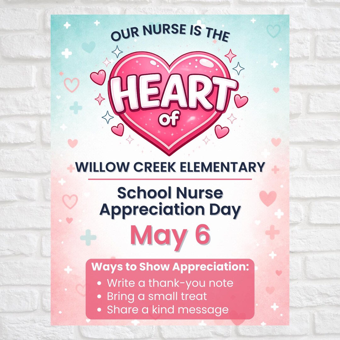 School Nurse Appreciation Flyer Template | Editable Canva Thank You ...