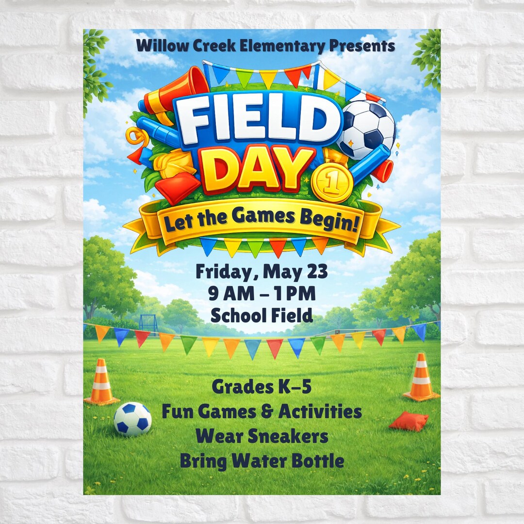 Field Day Flyer Template | Editable Canva School Field Day Poster | PTA ...
