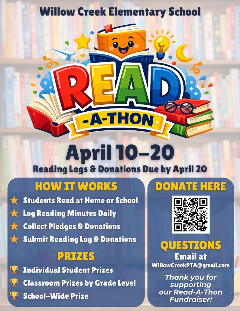 Read-a-thon Flyer & Reading Log Template Editable in Canva | School ...
