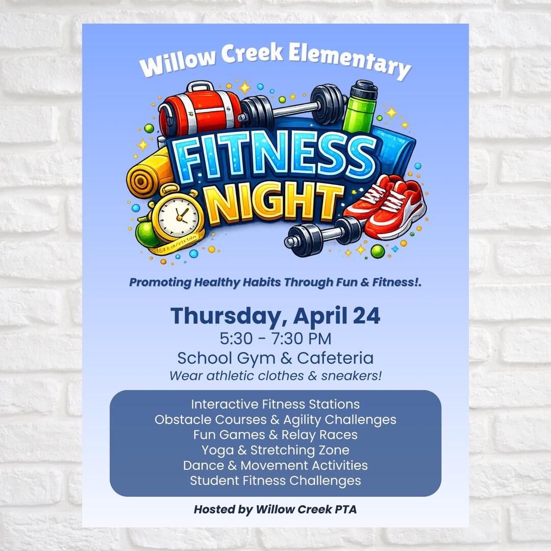 Fitness Night Flyer Template | School Event Poster | Editable Canva ...