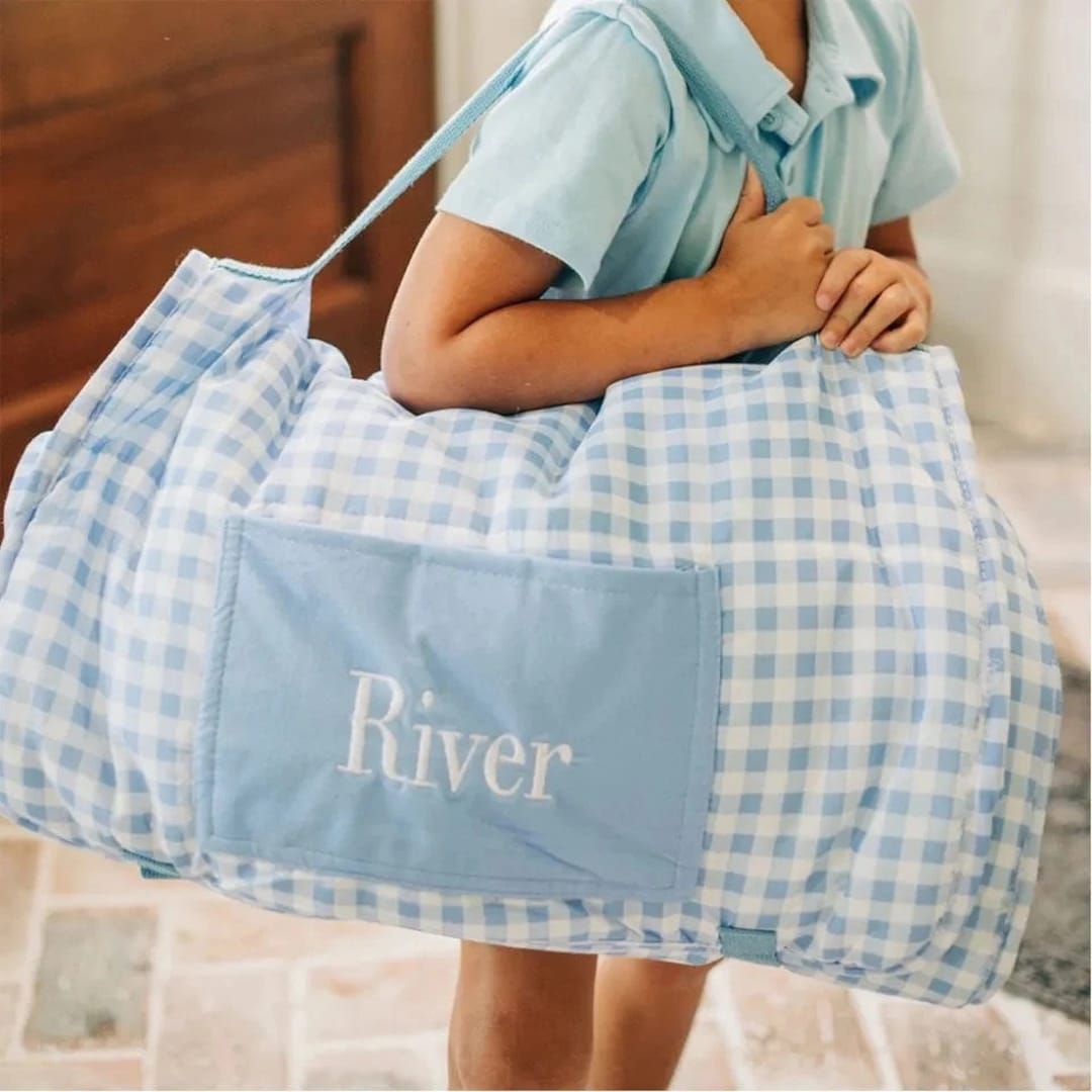 Toddler Nap Mat, Blue Gingham, Pre-school, Boys Napmat, Kids Sleep Mat ...