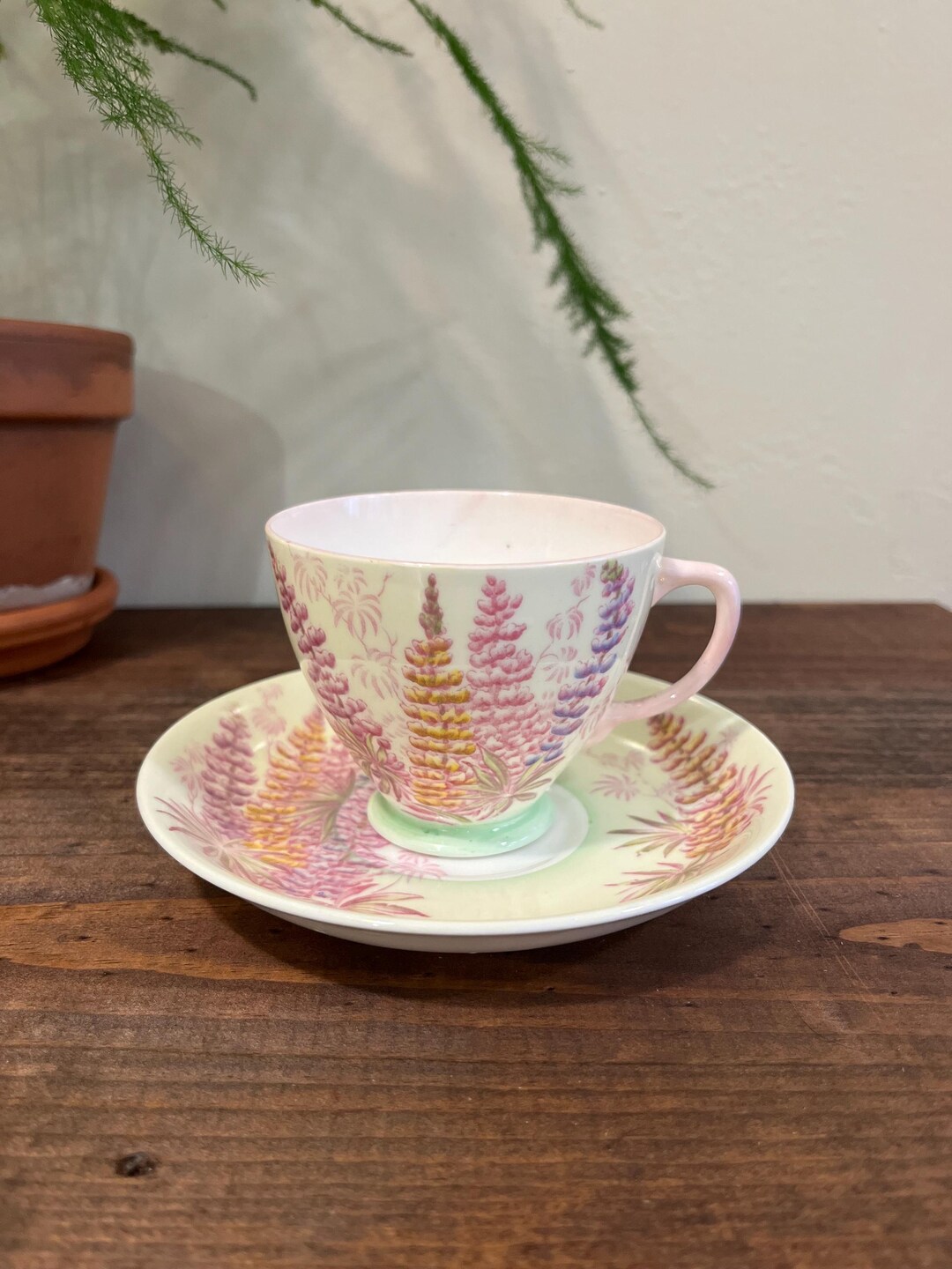 Old Royal Lupine Demitasse Teacup and Saucer, Pink and Purple Floral ...