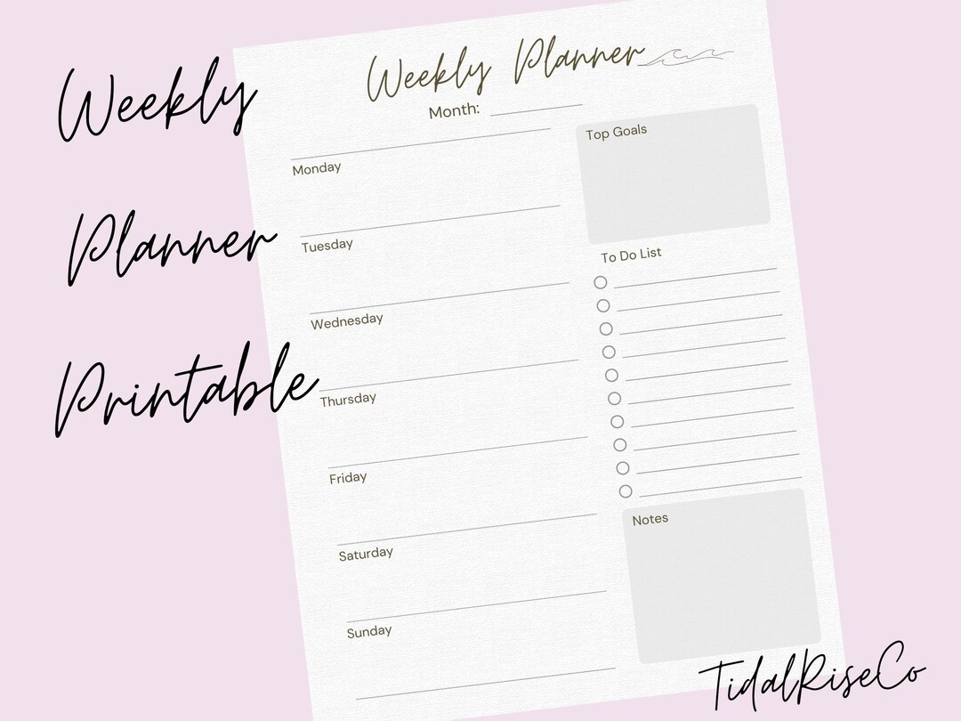 Minimal Weekly Planner Printable | Simple Schedule (PDF Download) - Etsy