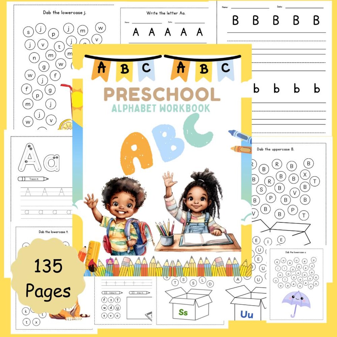 Editable Preschool Alphabet Workbook Canva Template, ABC Tracing ...