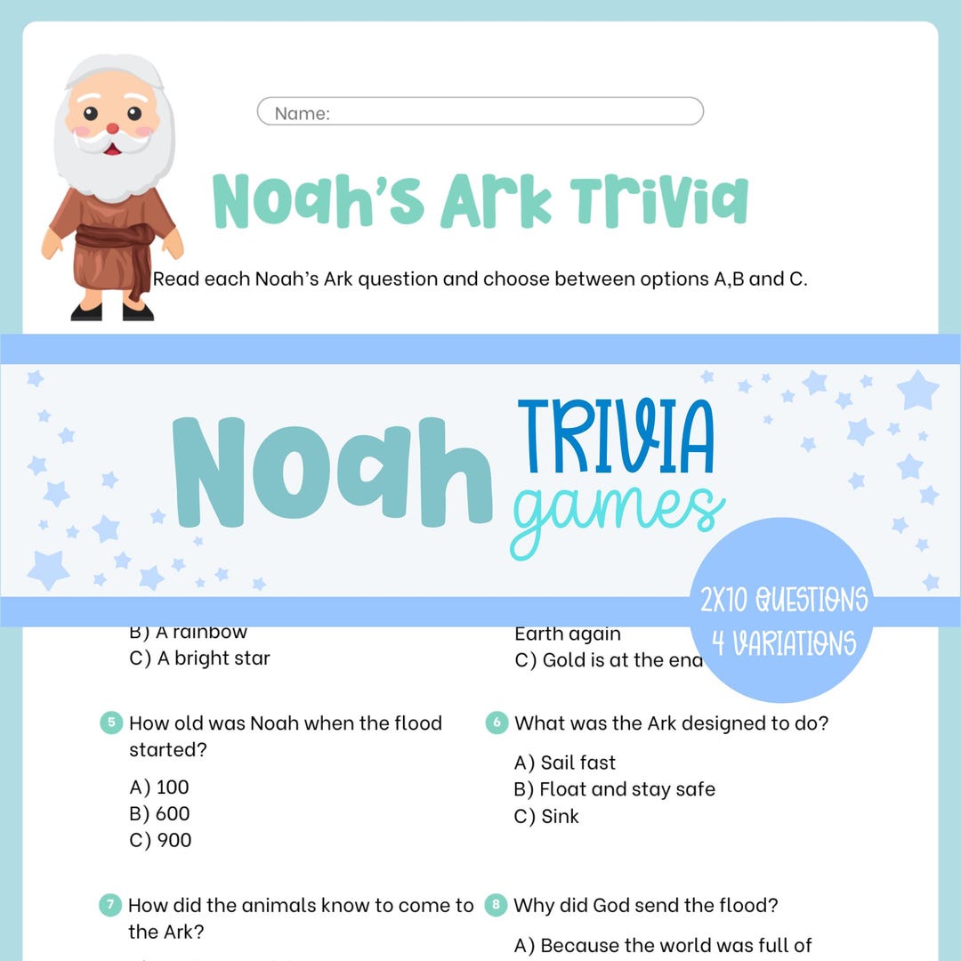 Noah's Ark Bible Trivia Game for Kids | Sunday School Activity ...