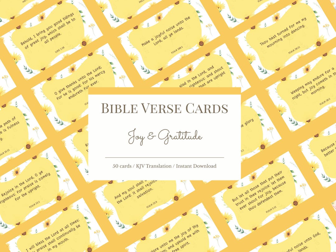 50 Bible Verse Cards Joy & Gratitude | KJV Scripture Cards | Christian ...
