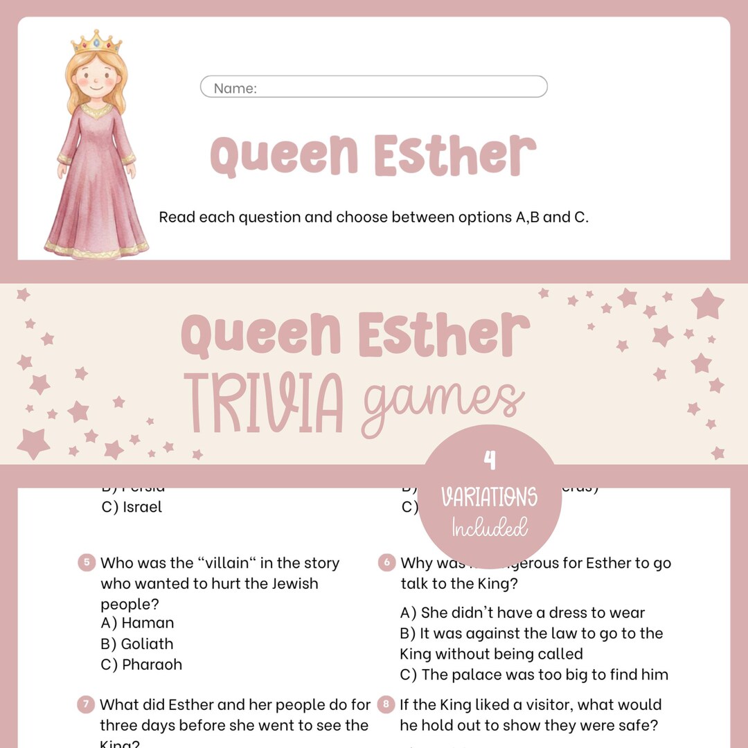 Queen Esther Bible Trivia Game | Sunday School Quiz | Christian Kids ...
