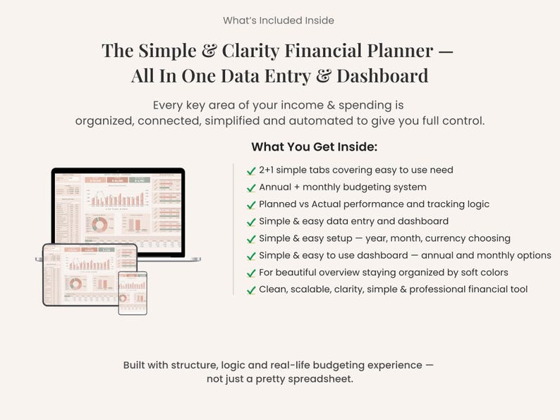 Simple Monthly Annual Budget Spreadsheet | Excel & Google Sheets ...