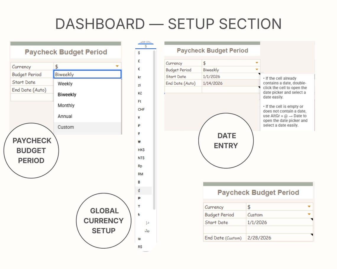 Easy Paycheck Budget Spreadsheet | Excel Budget Template | Biweekly ...