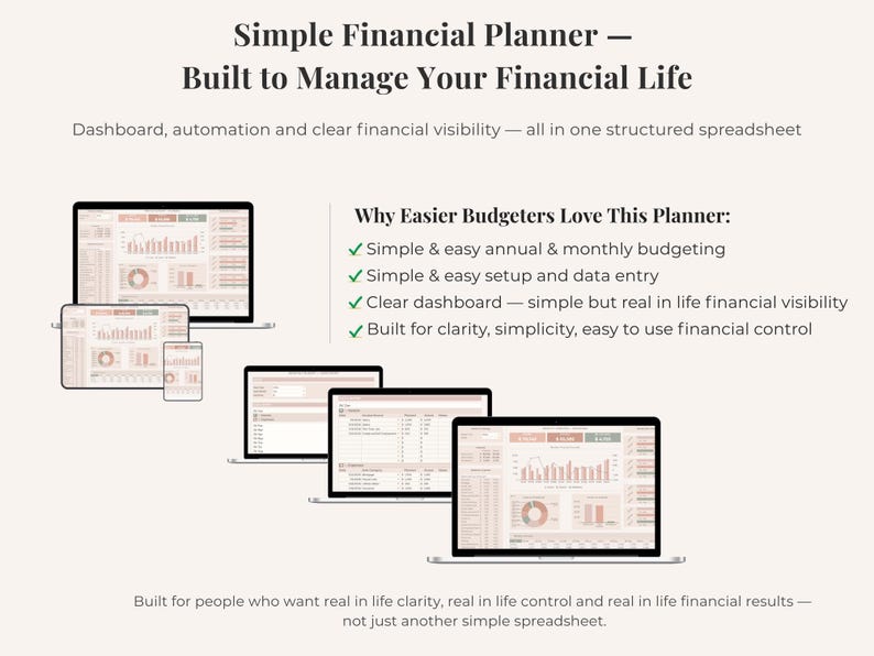 Simple Monthly Annual Budget Spreadsheet | Excel & Google Sheets ...