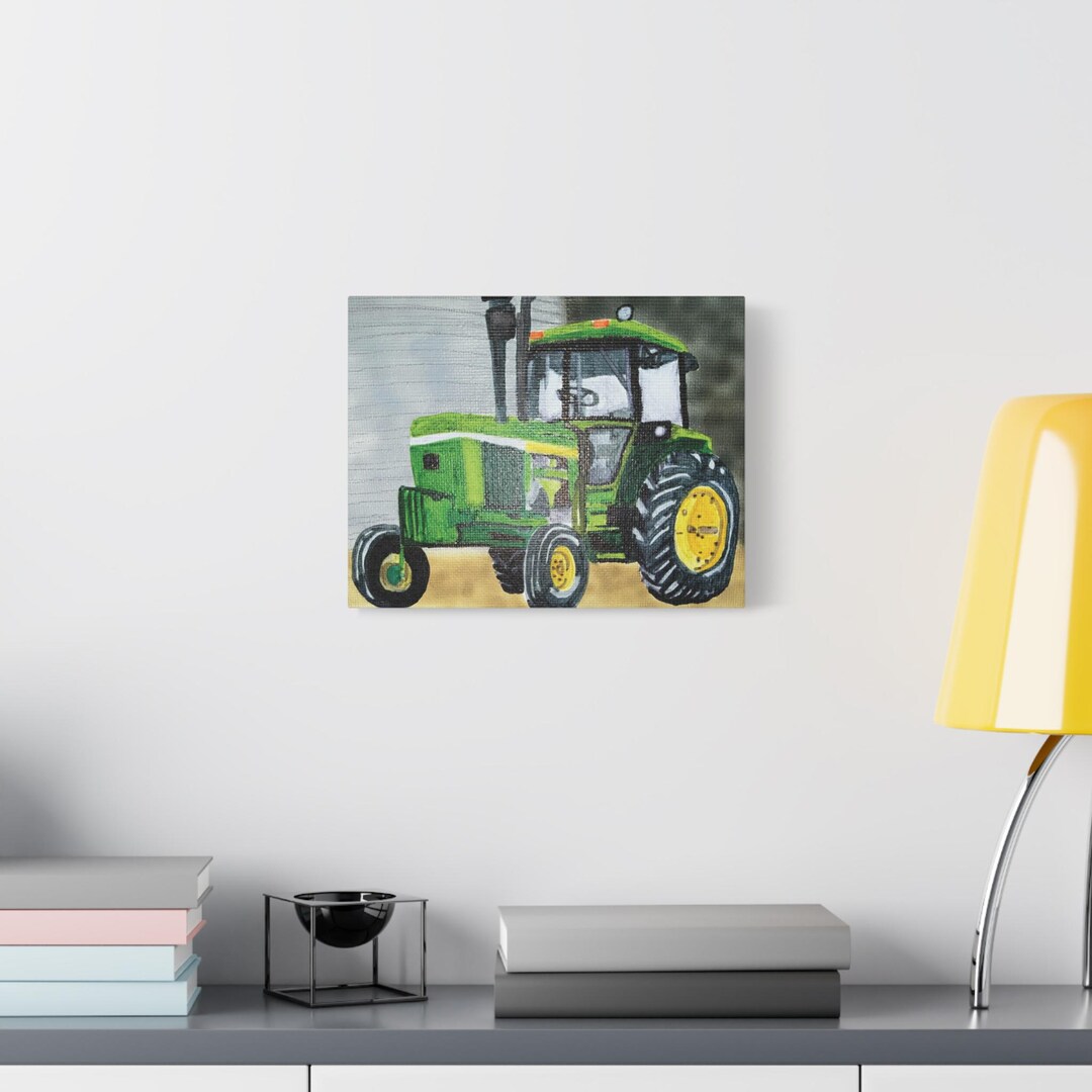 Green Farm Tractor Canvas | Matte Stretched Wall Art - Etsy