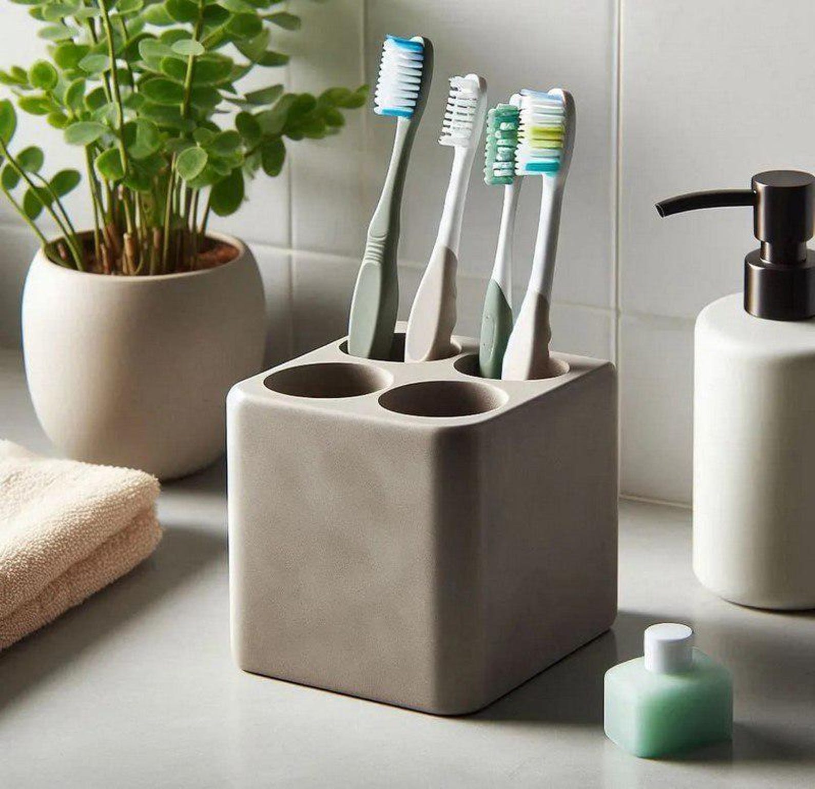Toothbrush Holder STL File – Bathroom Organizer 3D Print – Modern ...