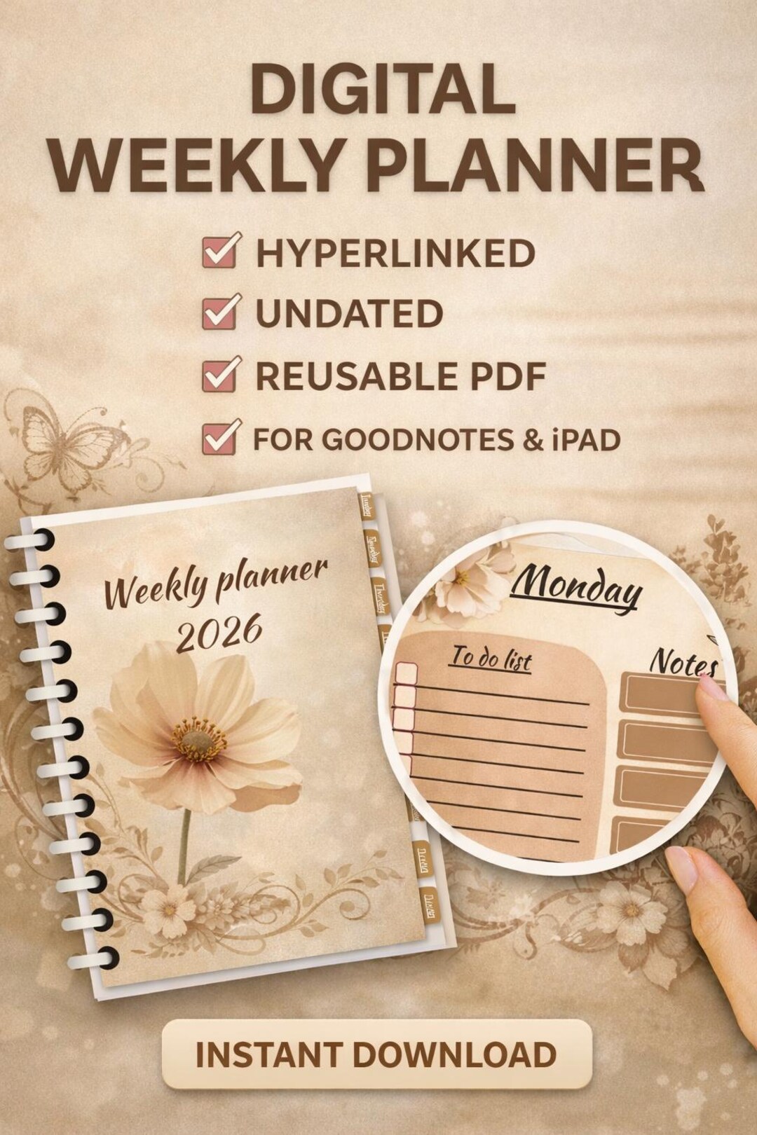 Editable Digital Planner PDF | Fillable Daily, Weekly & Monthly Planner ...