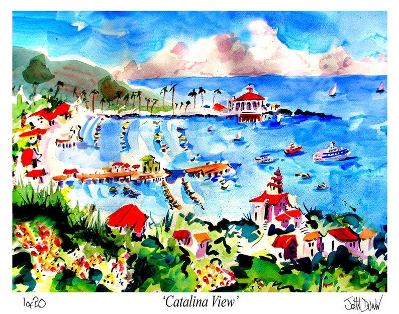 Catalina View Avalon Catalina Watercolor Prints, John Dunn Colorful ...