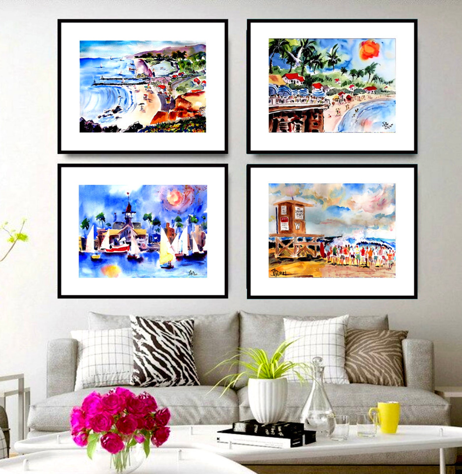 San Clemente Pier Watercolor Print: Coastal Beach Art by John Dunn - Etsy