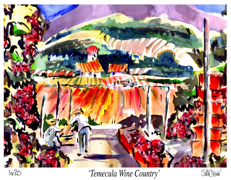 Temecula Wine Country Watercolor Print: John Dunn Giclee Wall Art - Etsy