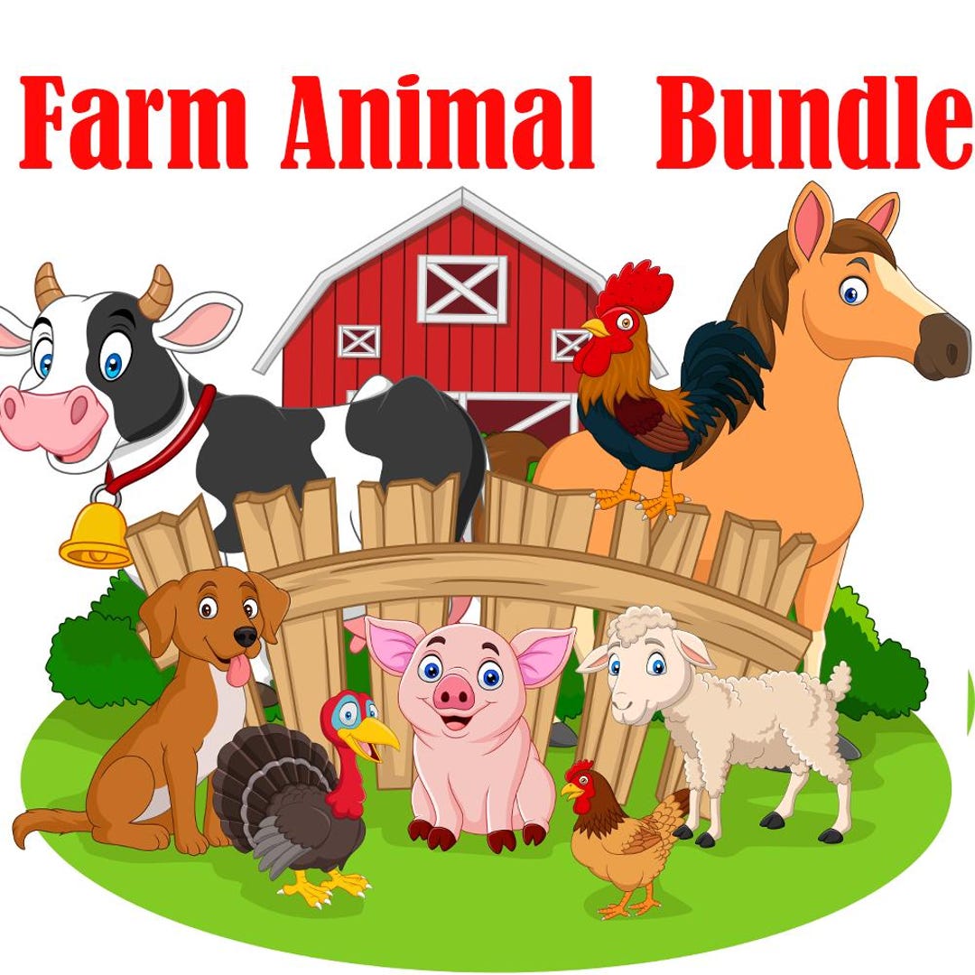 Cute Farm Animal PNG Bundle | Cow Pig Chicken Sheep Clipart | Kawaii ...