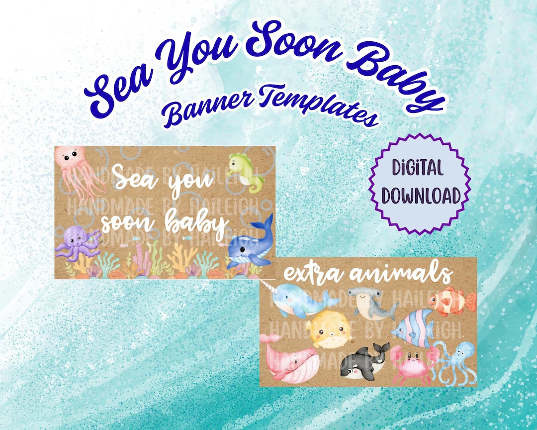 Sea You Soon Baby Shower Banner Template CANVA - Etsy