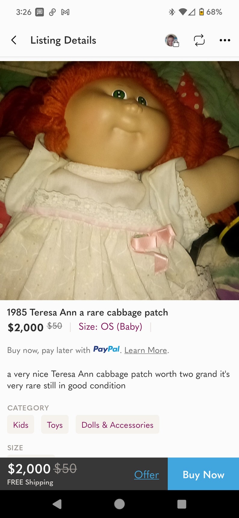 Authentic 1984 Cabbage Patch Doll, RARE Theresa Anne With 3 Coleco Head ...