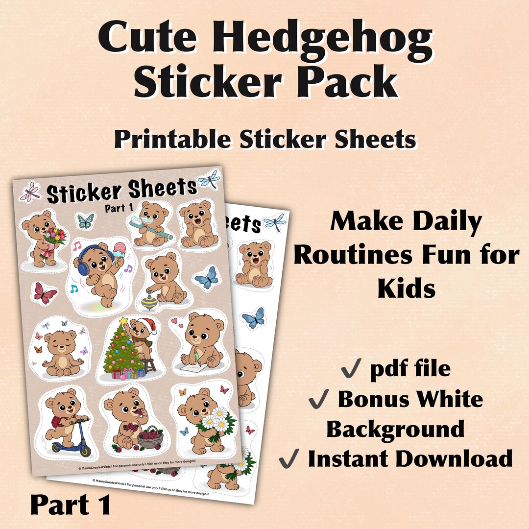 Bear Routine Stickers | Kids Daily Habits Chart Printable Part 1 (PDF ...