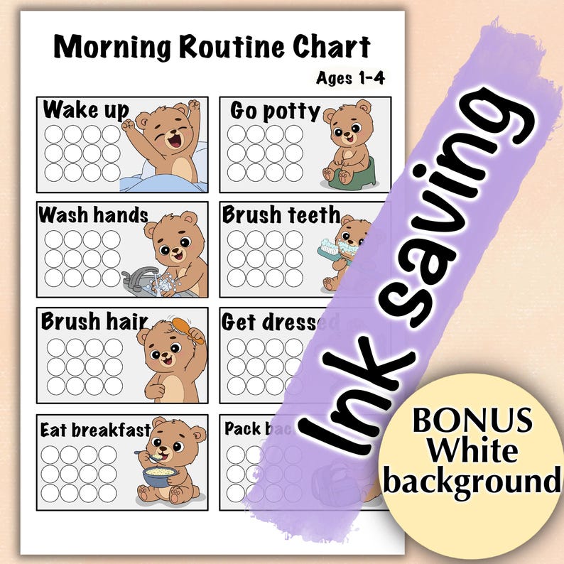 Bear Morning Routine Chart | Toddler Habit Tracker (A4 PDF) - Etsy