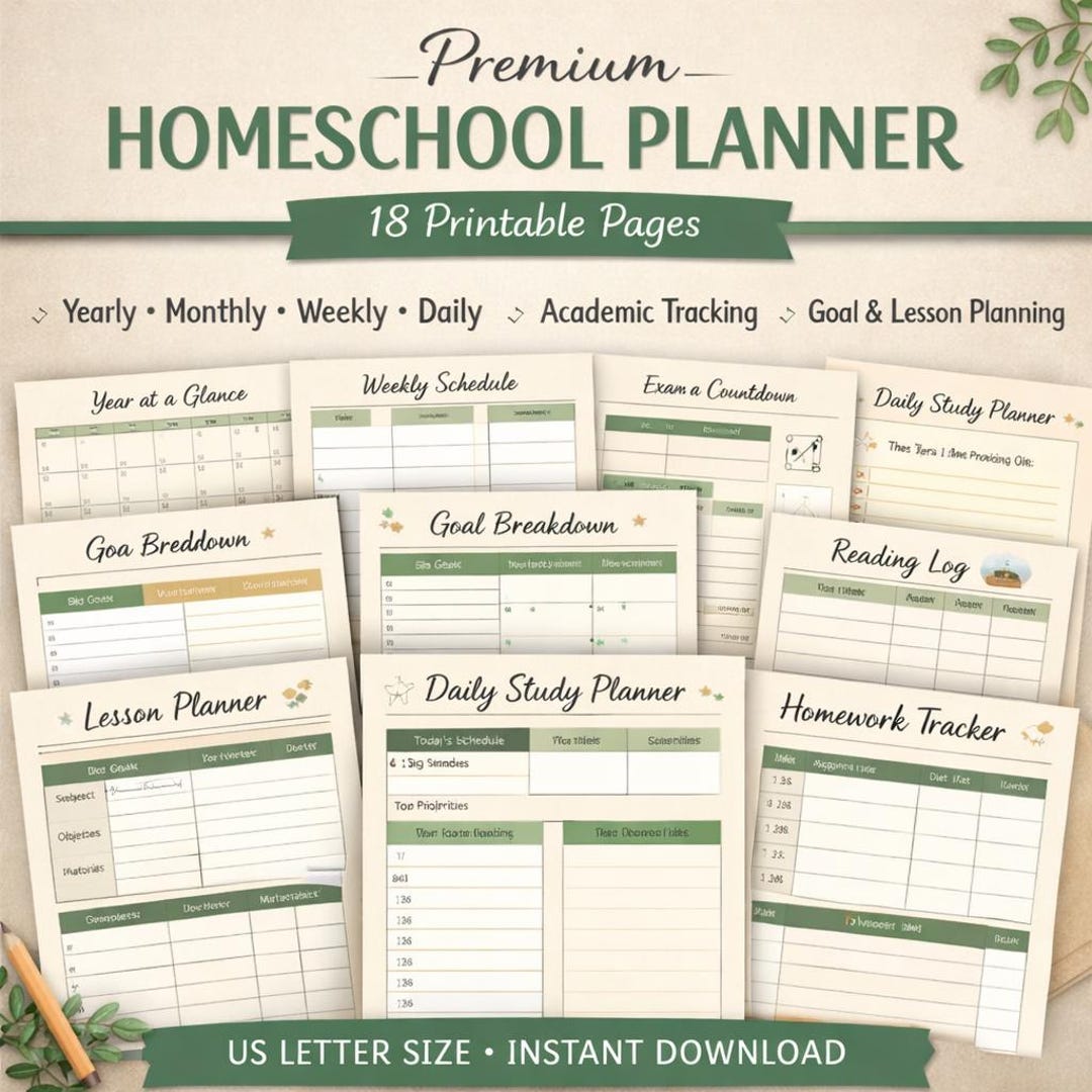Homeschool Printable Planner | Minimalist Student Productivity Kit ...