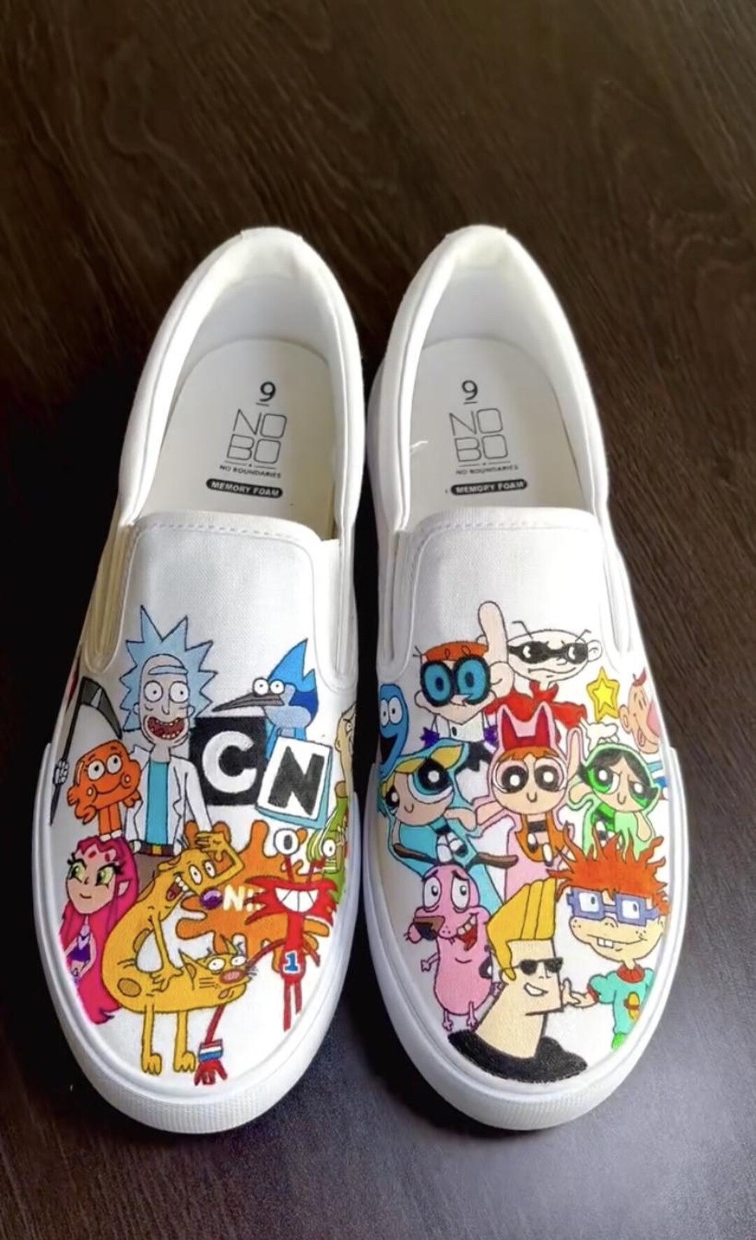Hand-painted Cartoon Network/nickelodeon Sneakers - Size 9W - Etsy