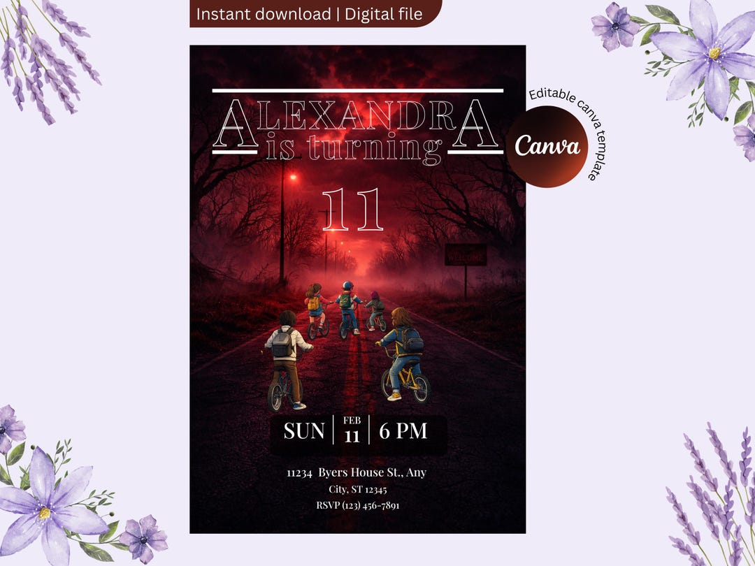 Stranger Things Birthday Invitation| Editable Canva Template ...