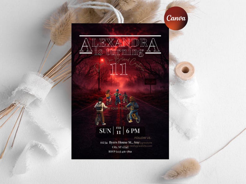 Stranger Things Birthday Invitation| Editable Canva Template ...