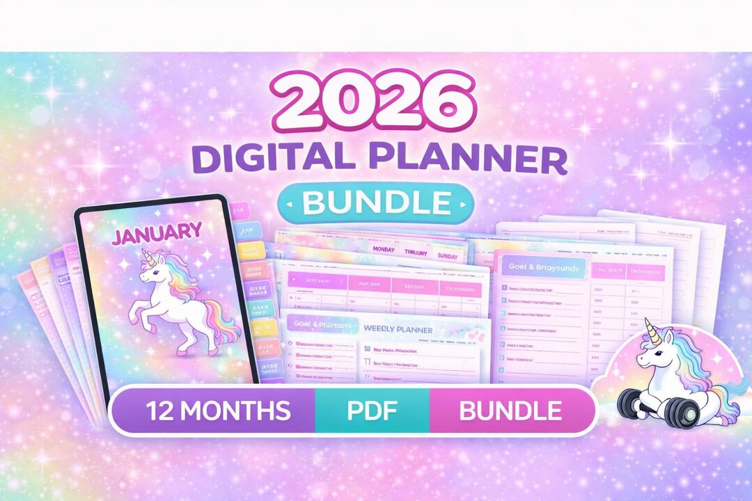2026 Digital Planner Bundle | Unicorn Planner | Monthly & Weekly ...