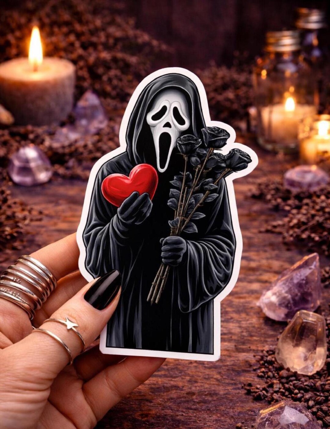 Ghostface Sticker | 3x3 Vinyl Waterproof Decal | Horror Heart Design - Etsy