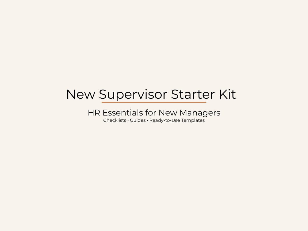 New Supervisor Starter Kit | HR Essentials Toolkit for New Managers ...