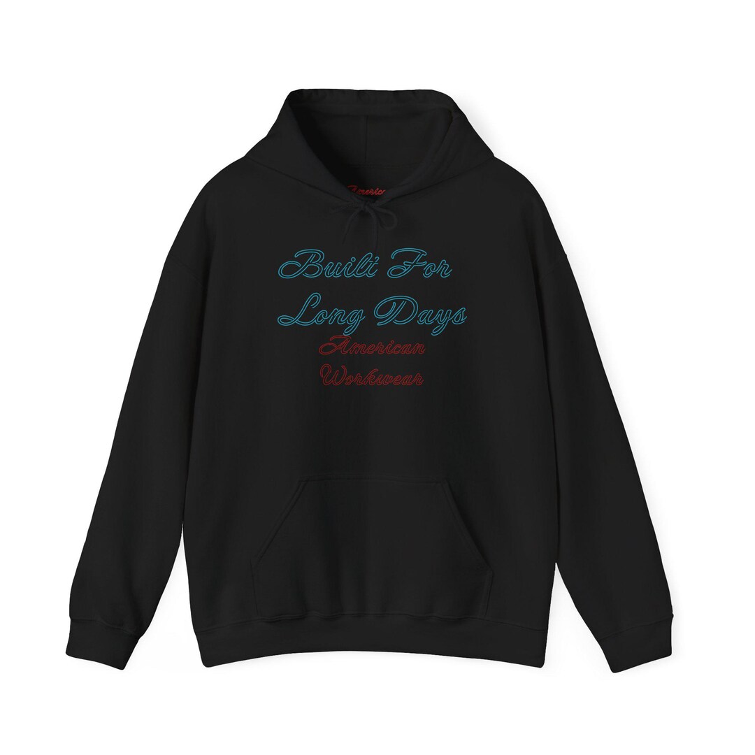 Built for Long Days Hoodie | Retro Script Workwear Sweatshirt - Etsy
