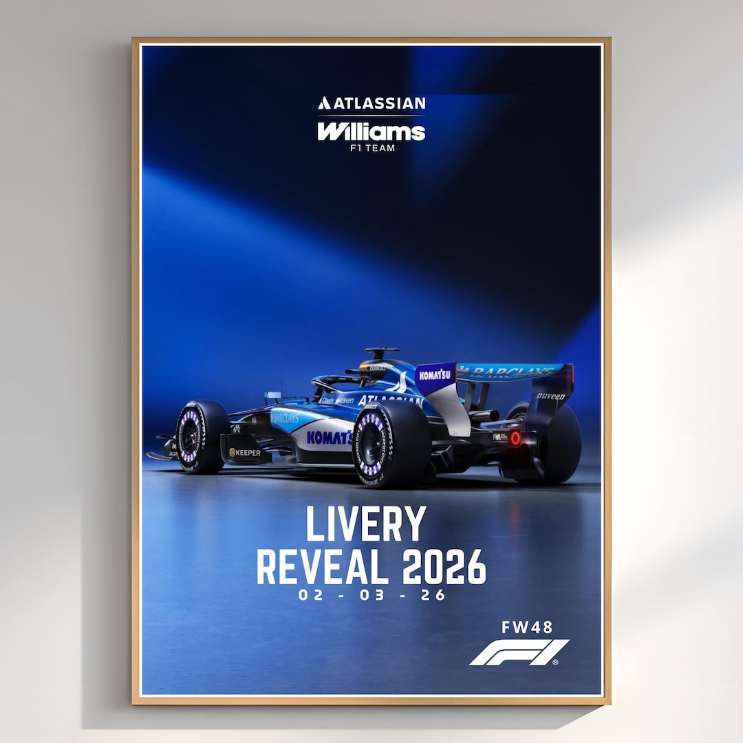 Williams Atlassian FW48 2026 F1 Car, New Livery Reveal Wall Art ...