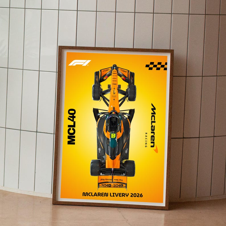Mclaren MCL40 2026 Livery Poster, Formula 1 Racing Car Wall Art ...