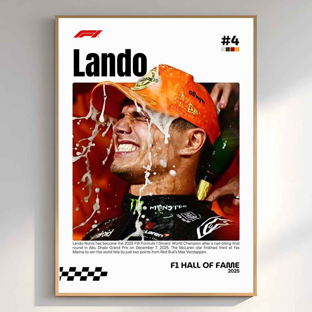 Lando Norris 2025 World Champion F1 Wall Art, Hall of Fame (Digitaler ...